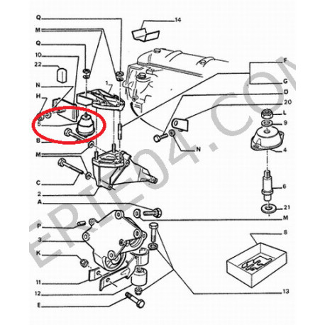 Support moteur pour Peugeot 205, 305, 309, 405, 106, 306 , Partner
